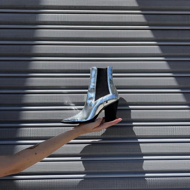 Bota Western Couro Metalizado Silver