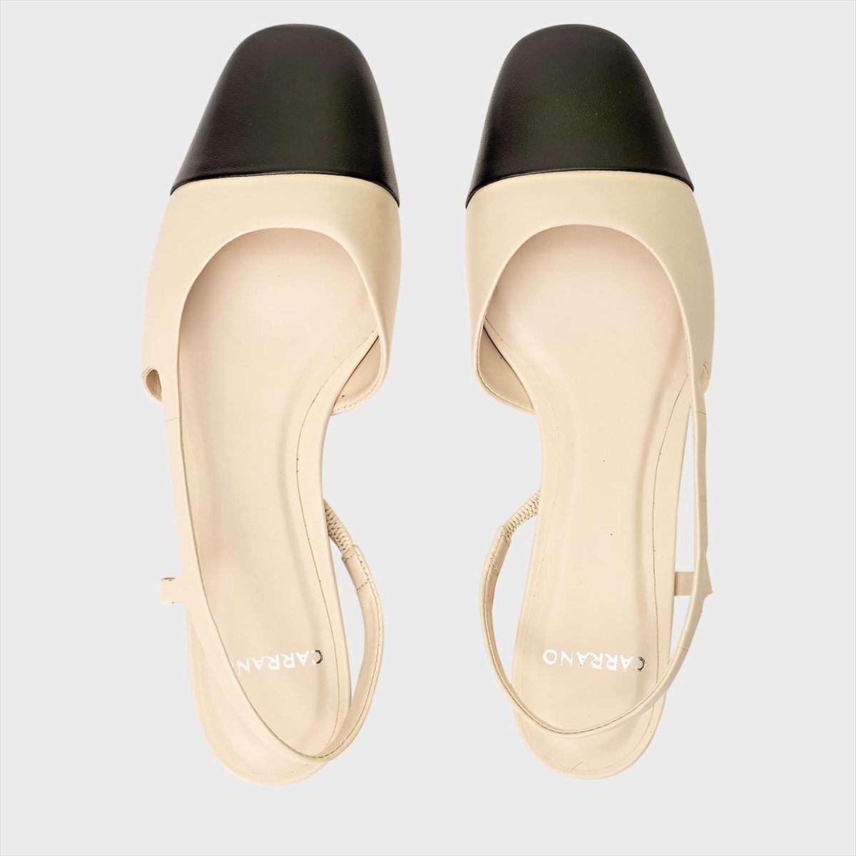 Sapatilha Slingback Cap Toe Couro Off White Lait Preto