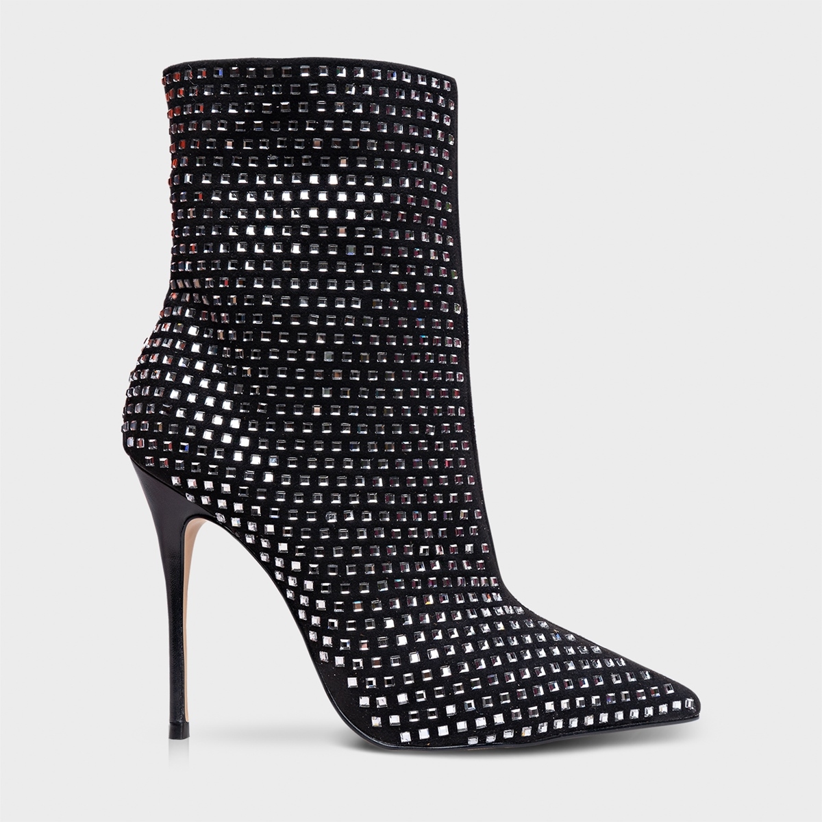 Bota Crystal Cano Médio Couro Suede Preto