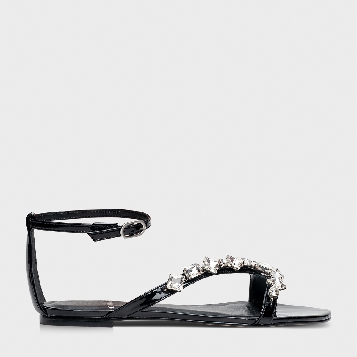 Sandália Flat Bright Sparks Couro Preto