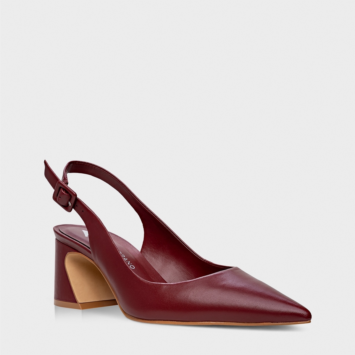 Scarpin Slingback Salto Wave Couro Vinho Syrah