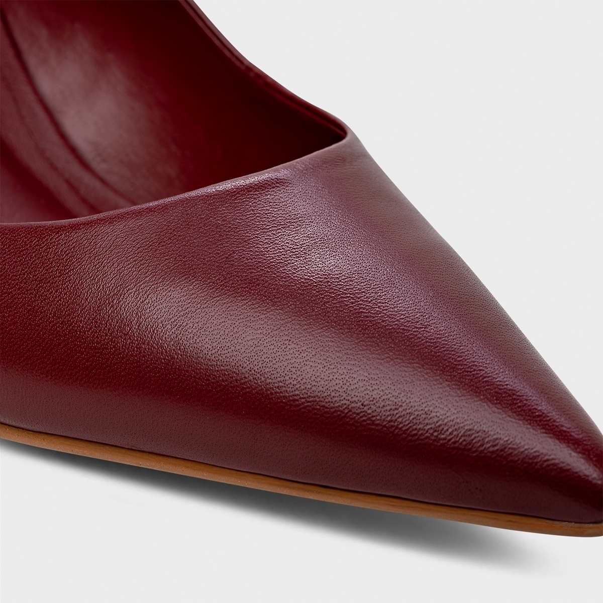 Scarpin Slingback Salto Wave Couro Vinho Syrah