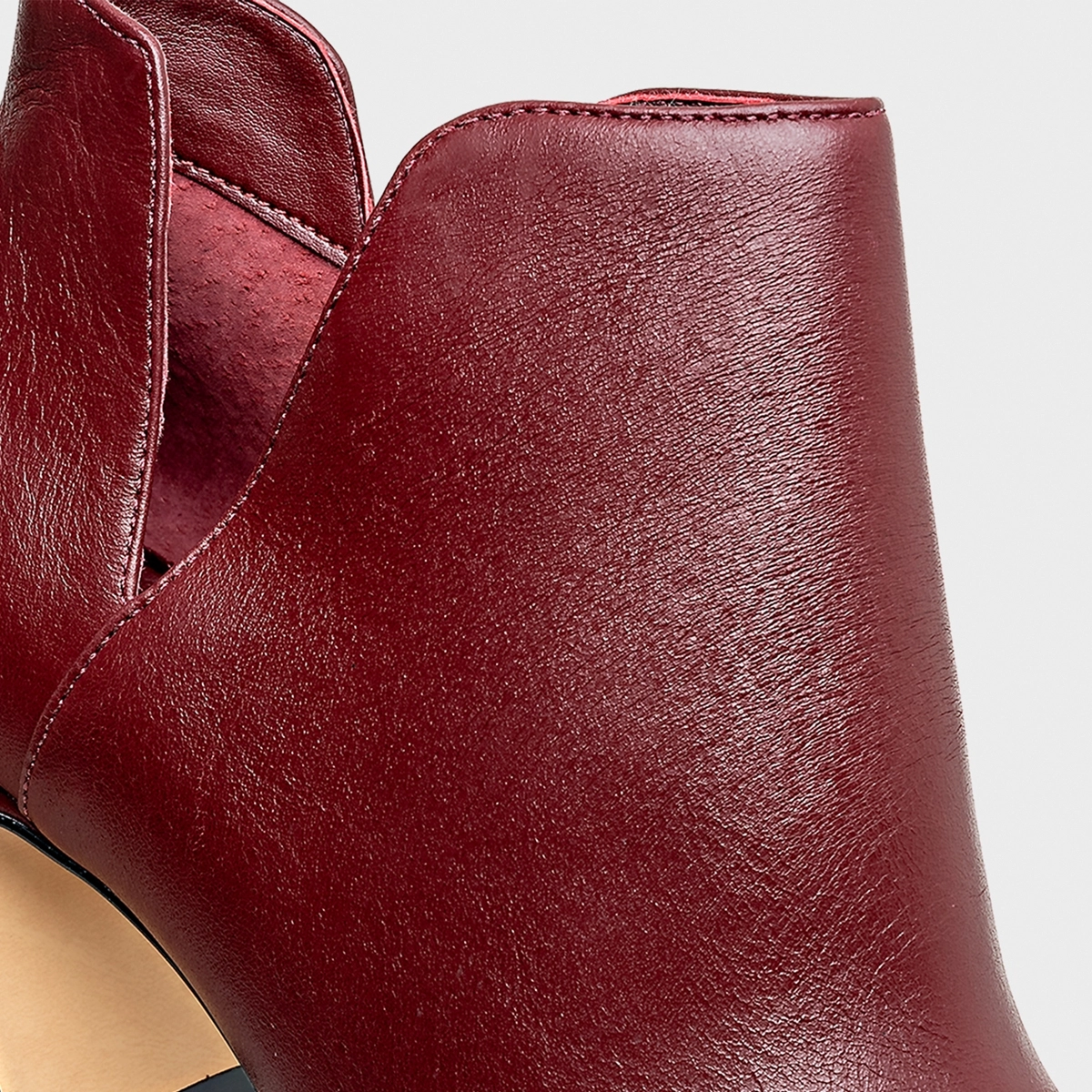 Bota Recorte Salto Bloco Wave Couro Vinho Mahogany - Bota Recorte Salto Bloco Wave Couro Vinho ...