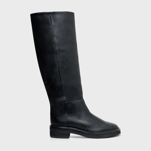Bota Biker Simple Salto Bloco Couro Preto