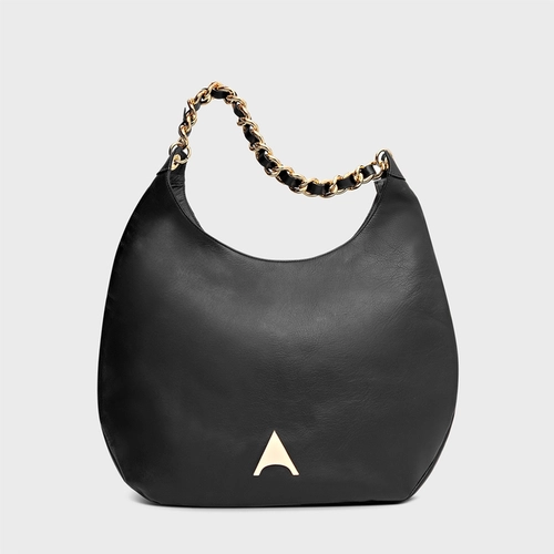 Bolsa Hobo Alexia Grande Couro Preto