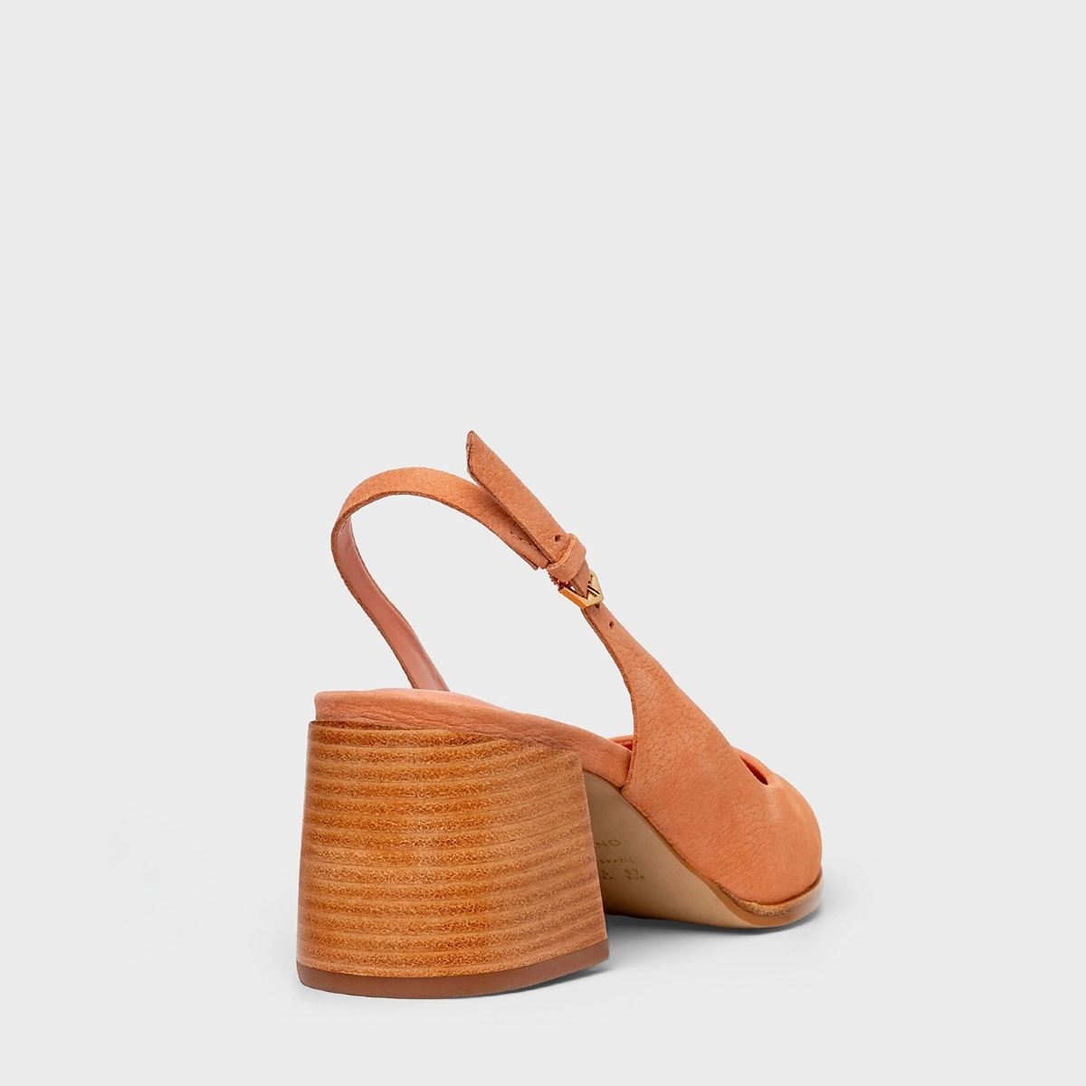 Scarpin Slingback Lauren Salto Bloco Couro Nobuck Laranja Sunkissed ...