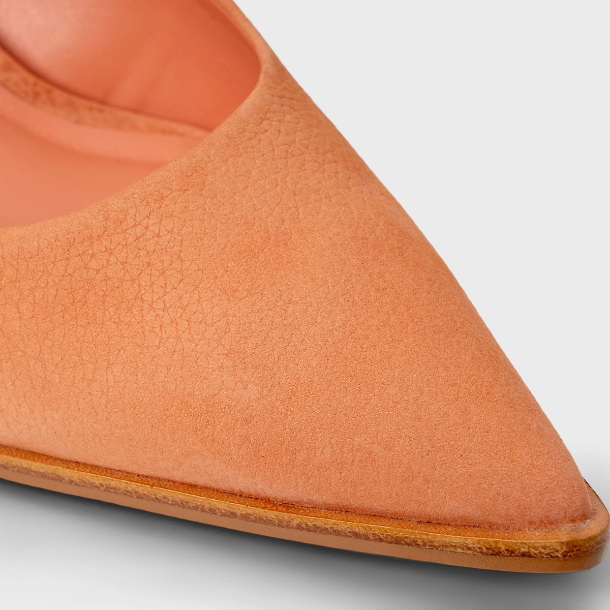 Scarpin Slingback Lauren Salto Bloco Couro Nobuck Laranja Sunkissed ...