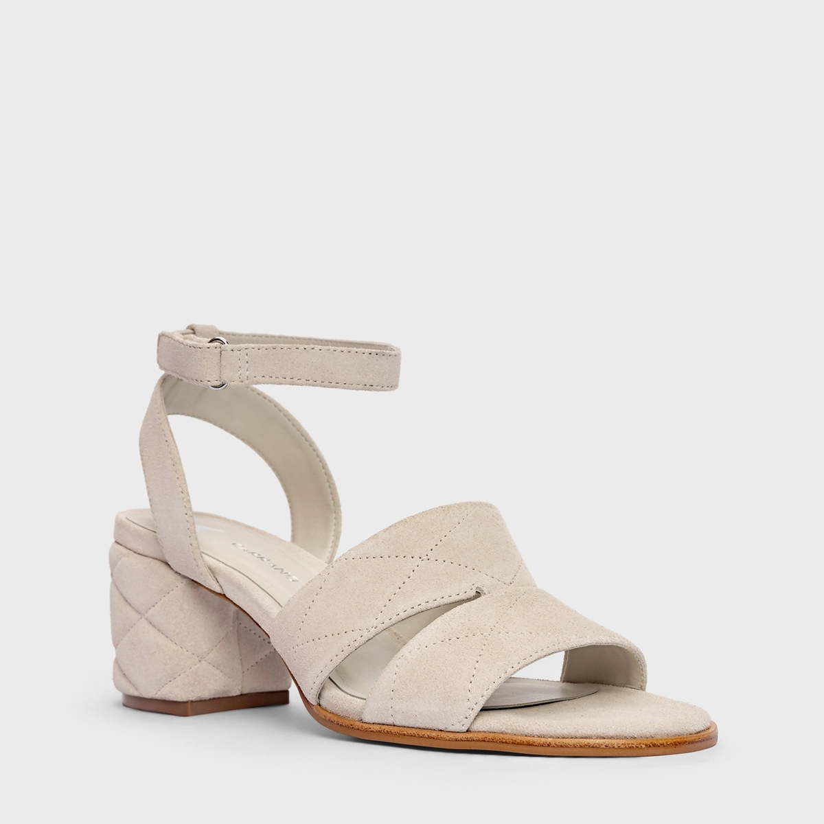 Sandália Matelassê Salto Bloco Couro Suede Off White Osso - Sandália ...